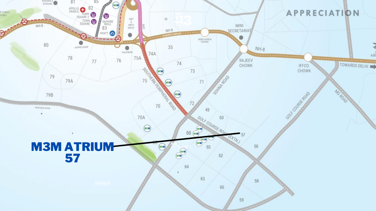 M3M Atrium Sector 57 Gurgaon - Commercial Retail shop & Office Space